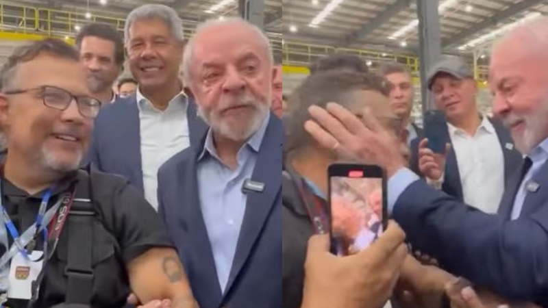 Fotógrafo mostra tatuagem com rosto de Lula durante inauguração da BYD ...